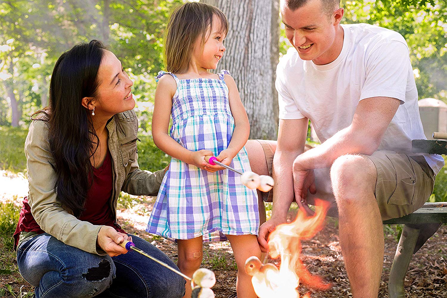 Campfire Roasting Sticks – Set of 6 Telescopic Extra Long Heavy Duty ...